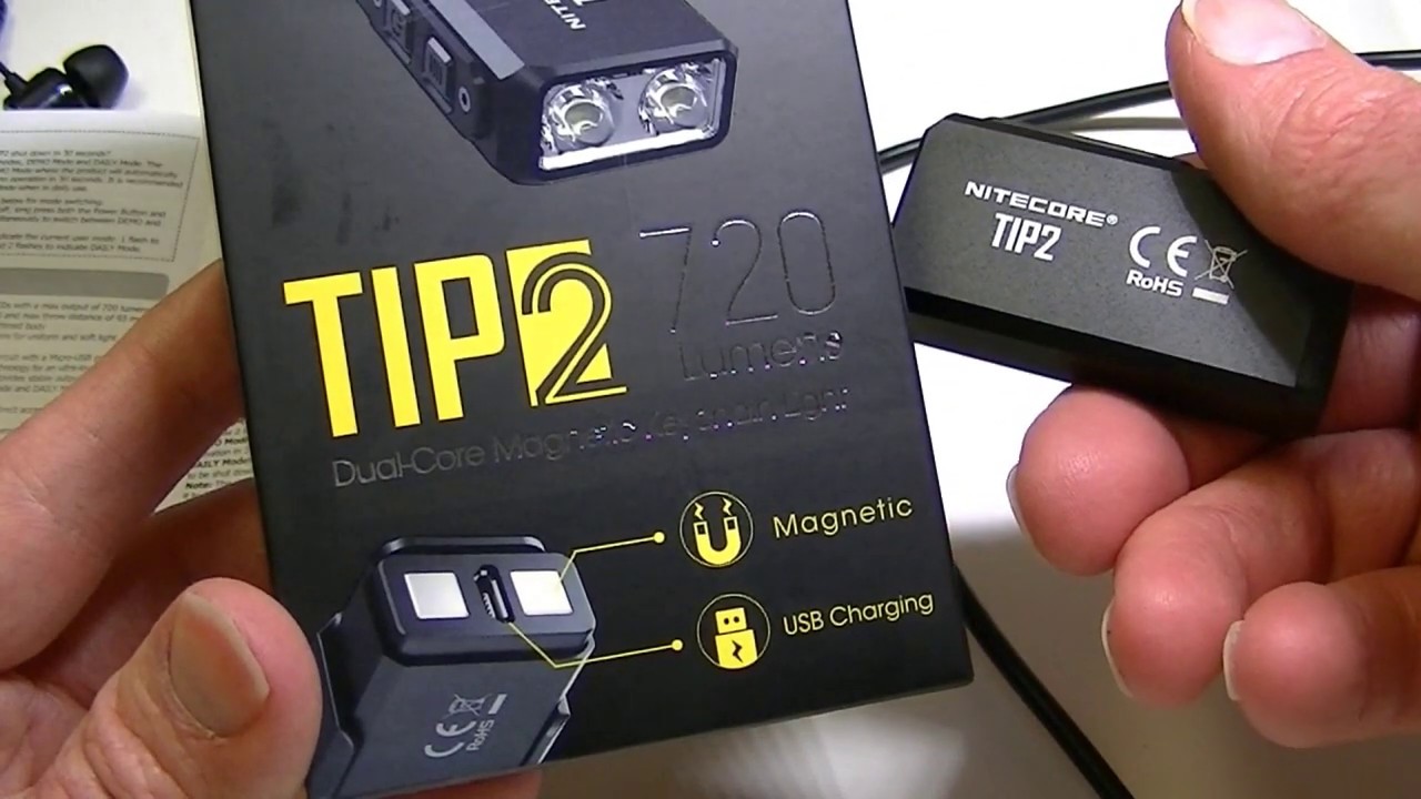 Nitecore TIP2. Rechargeable magnetic key chain/pocket flashlight. 720 ...