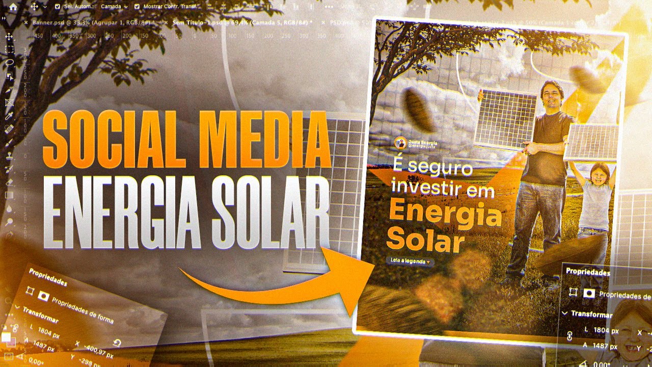 Como fazer arte para Instagram - Energia Solar (Photoshop 2023) - YouTube