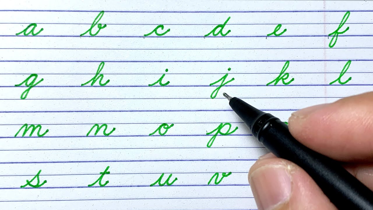 How to write English cursive handwriting small letters a to z ...