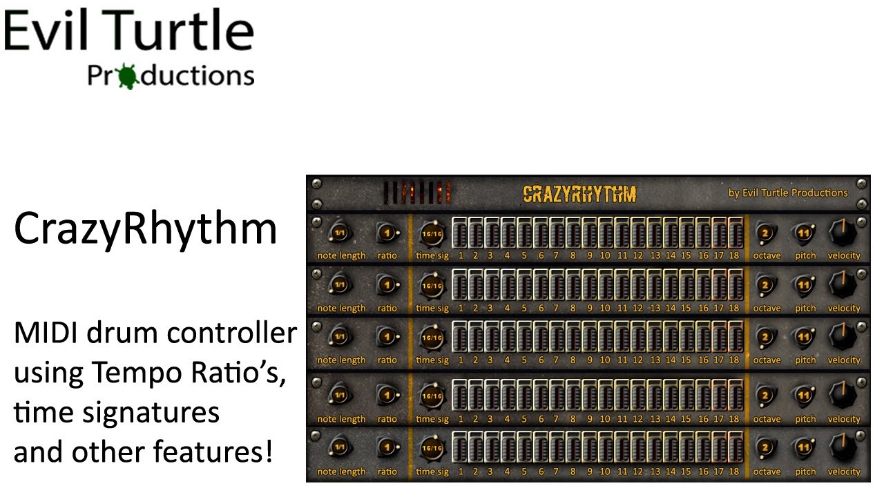 CrazyRhythm - VST Plugin - Evil Turtle Productions - YouTube