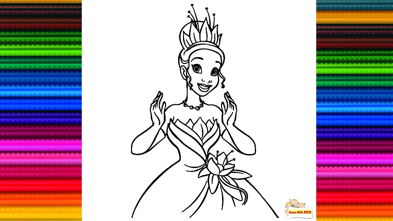 Disney Princess Tiana Drawing and Coloring for Kids | How to Draw Tiana ...