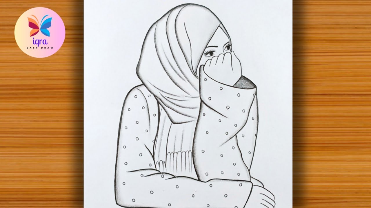 How to Draw Hijab Girl Easy | Pencil Sketch Drawing For Beginners ...