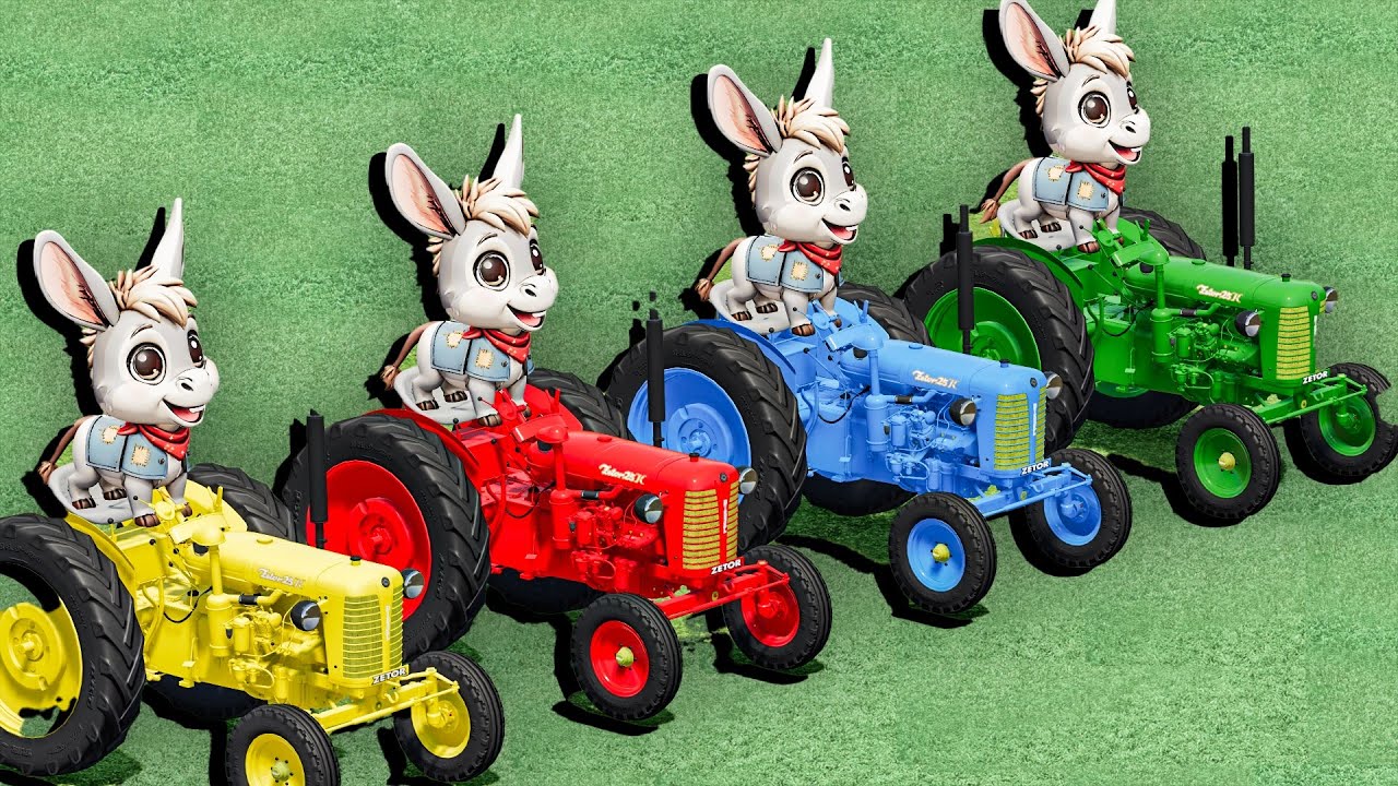 Colors For Kids - Fly DONKEY DRIVE with Double Truck - Kids Cartoon ...