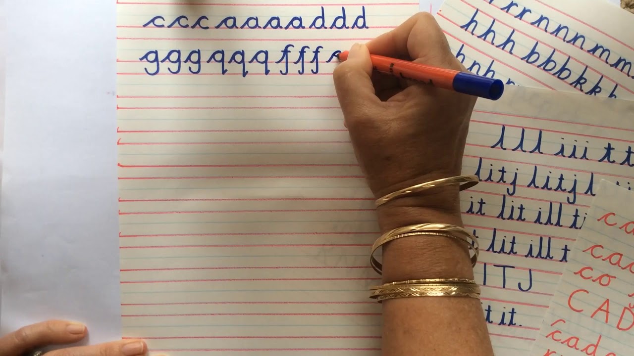Handwriting lesson - Leading lines - Family 3 - YouTube