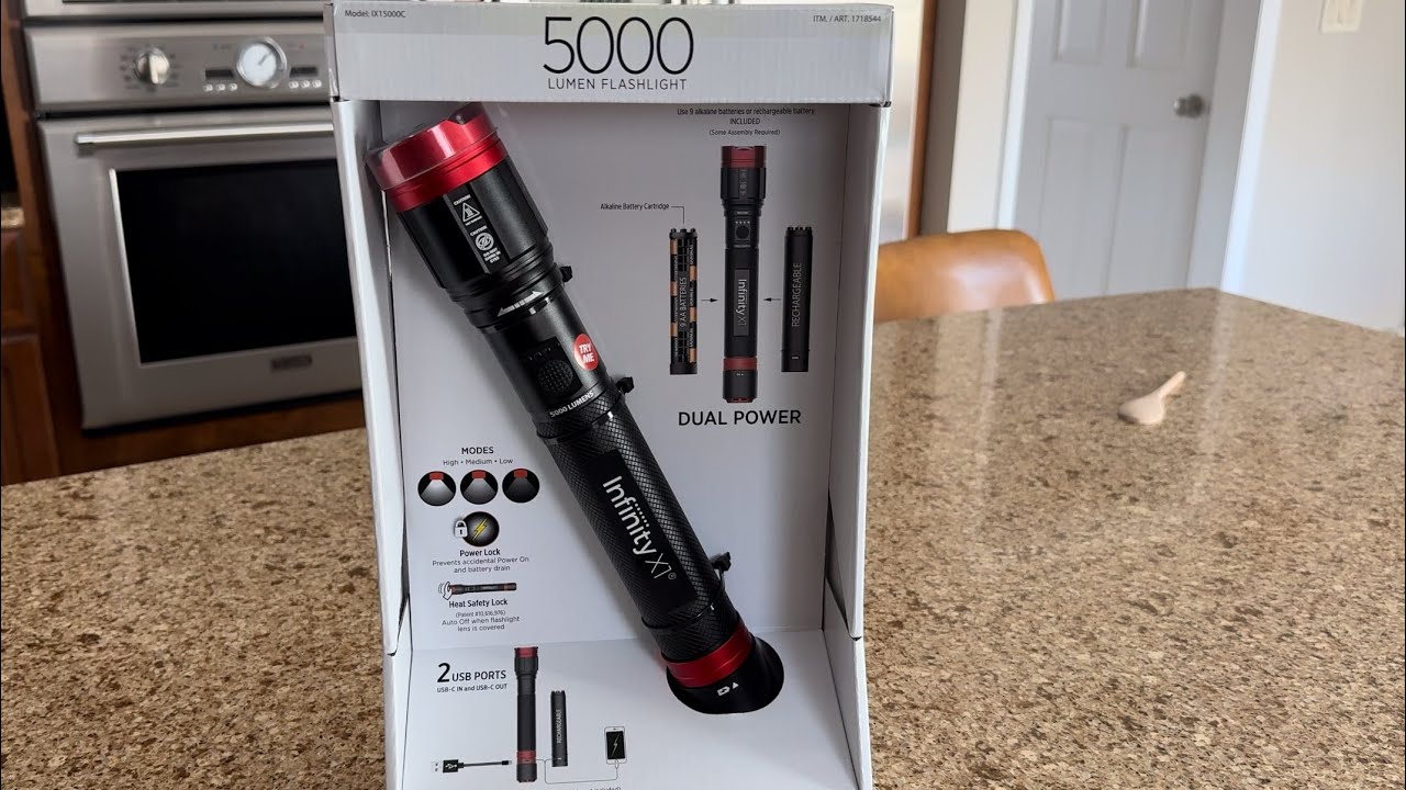 Infinity X1 5000L Dual Power Focusing Flashlight Review - Costco - YouTube
