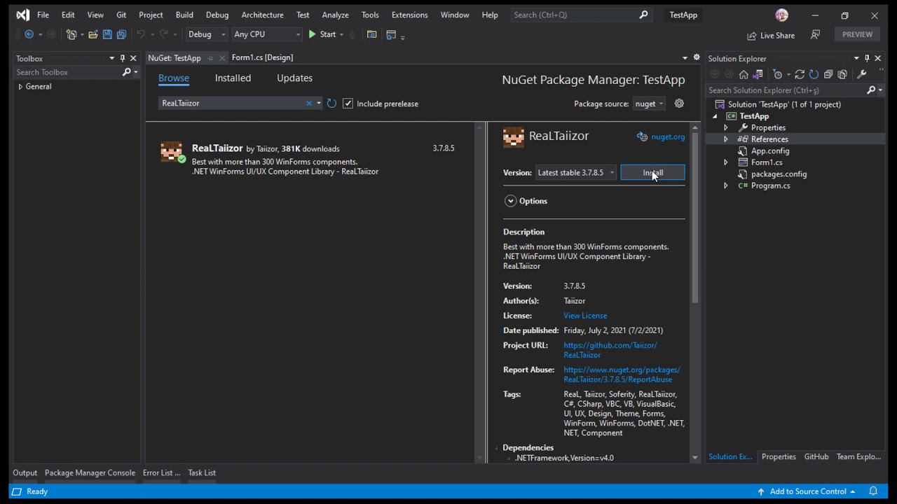 How to Add ReaLTaiizor to C# Project - YouTube