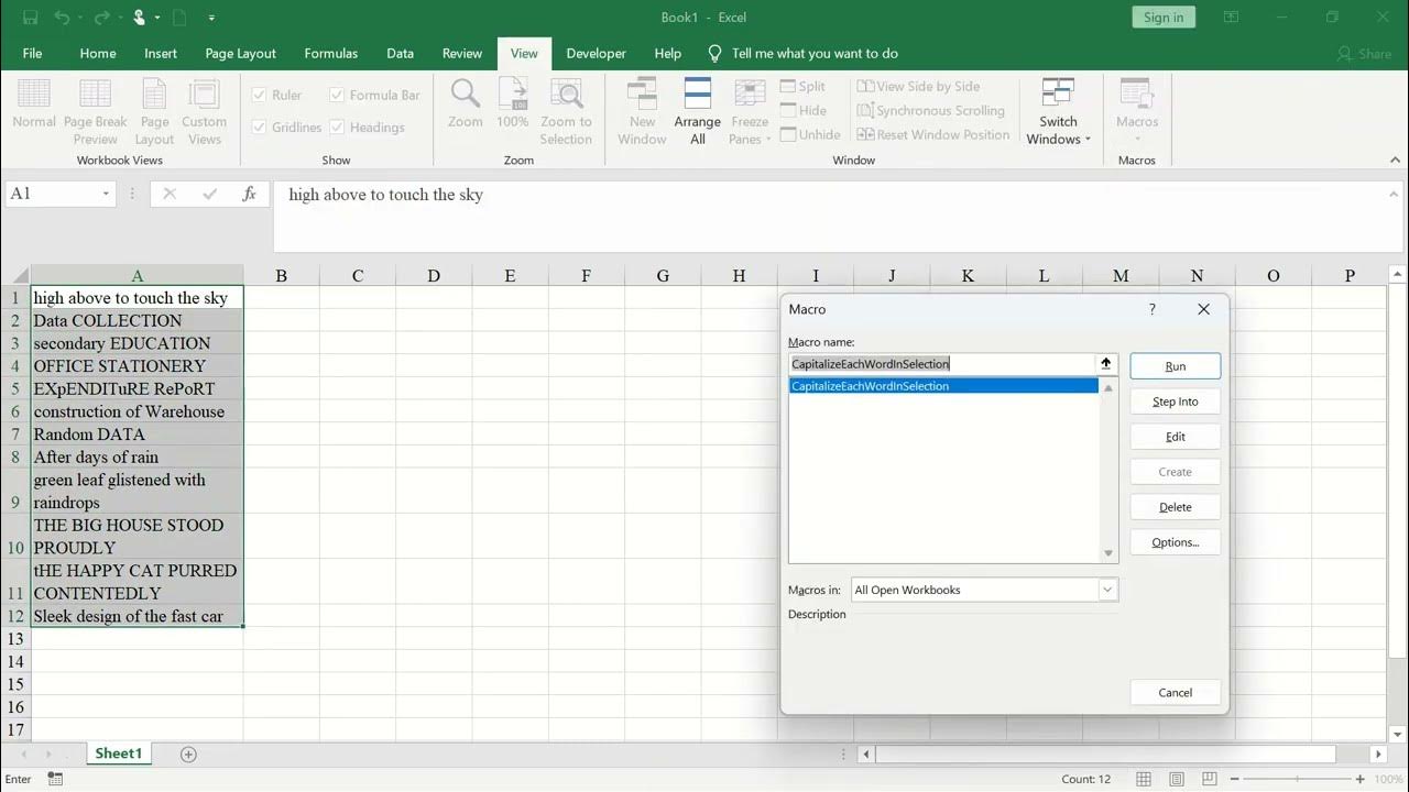 Capitalize Each Word In Excel Excel Shorts Youtube