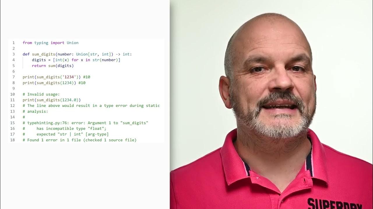 SOF1 Lecture 31: Harnessing the benefits of Python's type hinting - YouTube