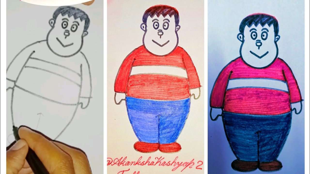 Painting part- 2 | Easily 🤗 How to Draw Gian From Doraemon | Gian ...