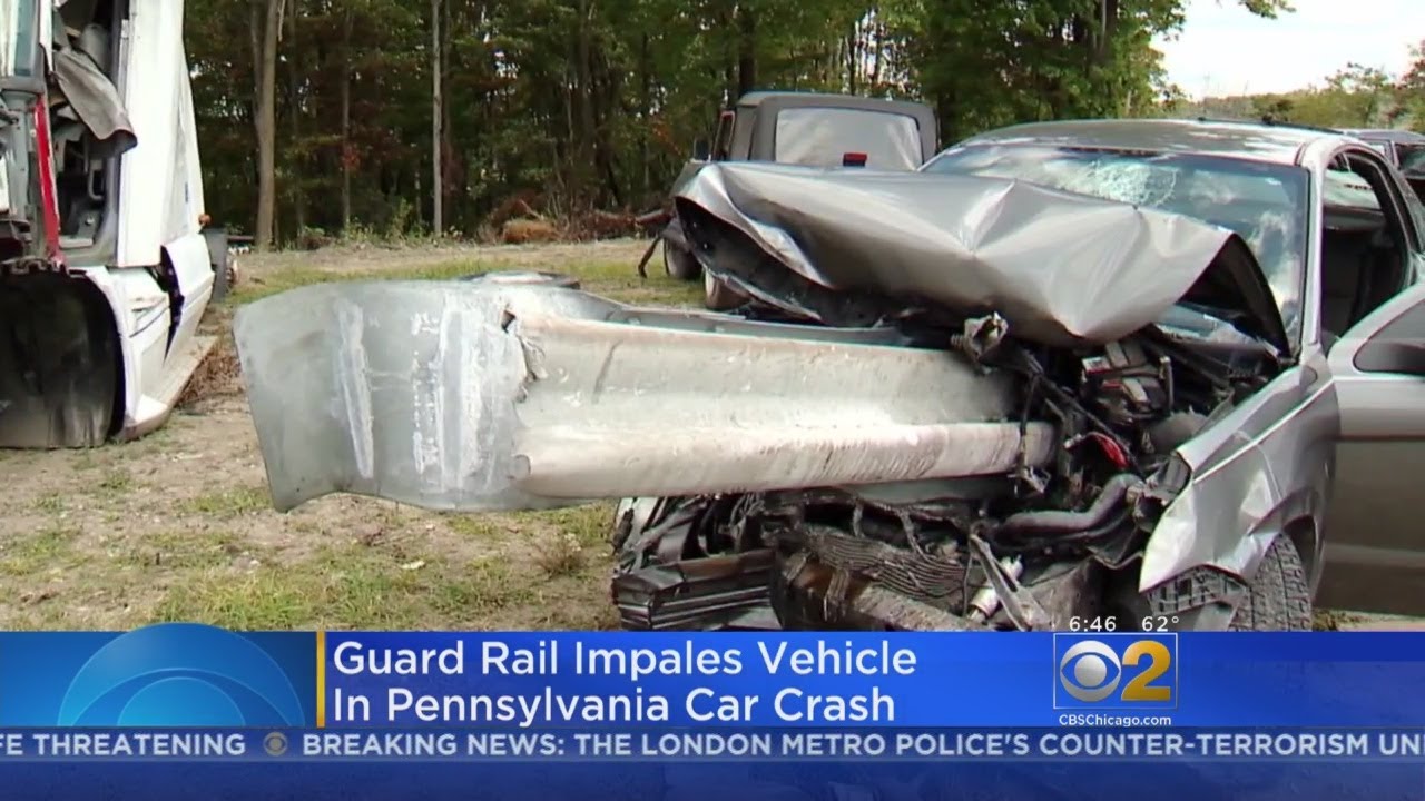 Driver Miraculously Survives After Car Impaled On Guardrail - YouTube