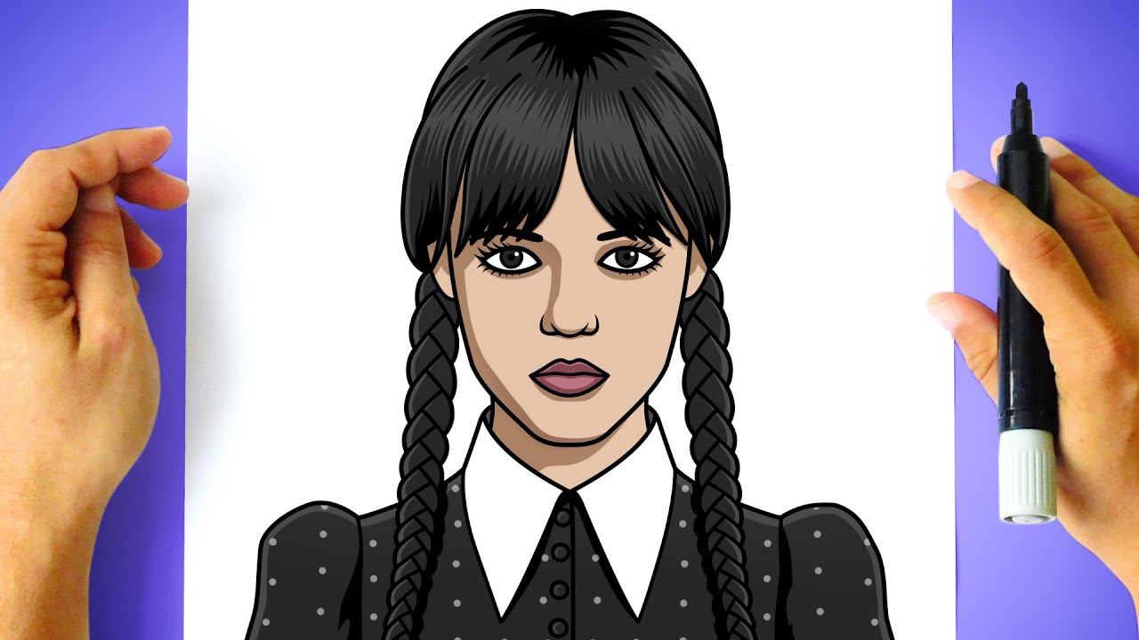 How to DRAW WEDNESDAY ADDAMS step by step - YouTube