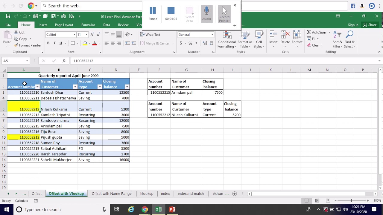 Advance Excel59 Vlookup with Offset - YouTube