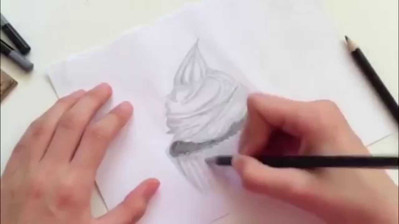 Speed drawing/shading cupcake - YouTube