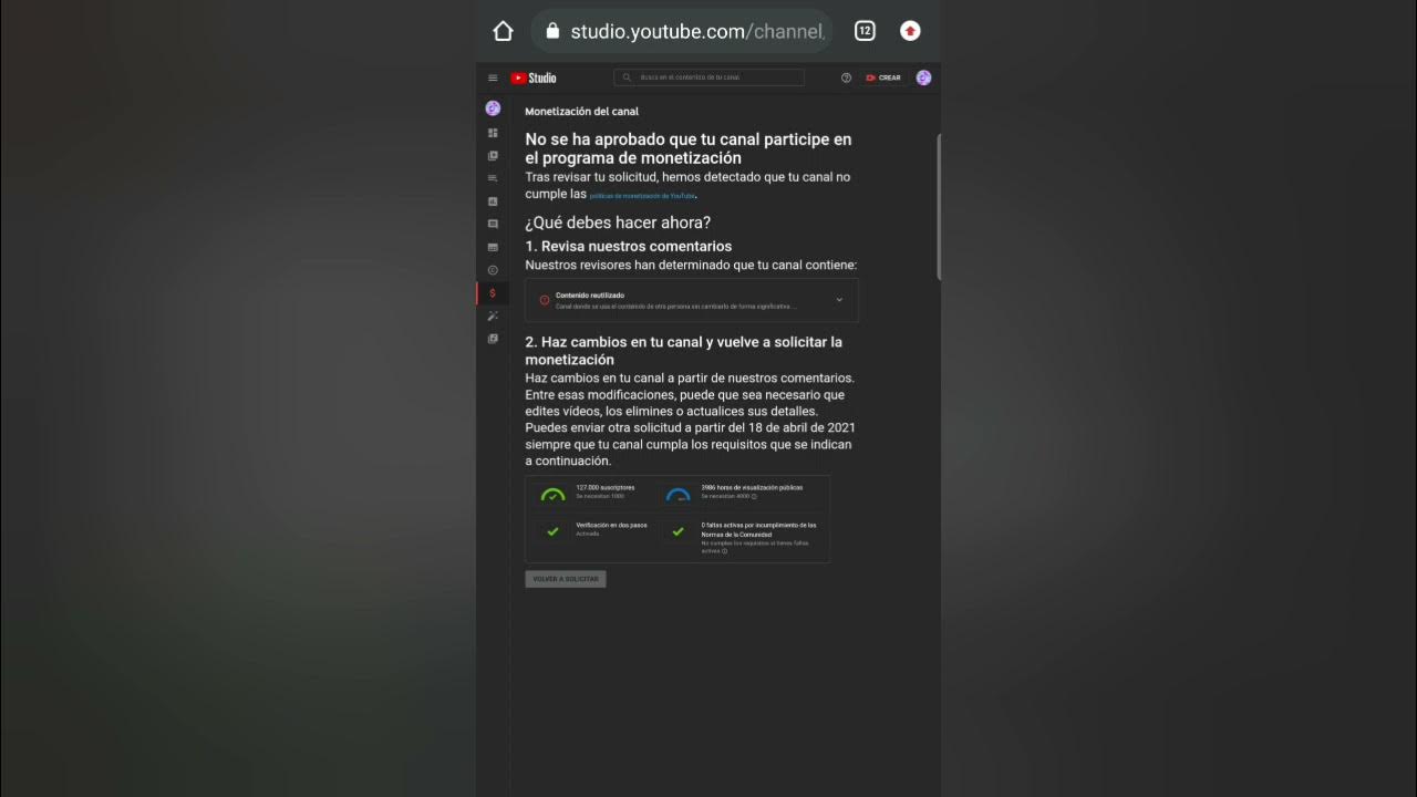 YouTube no me acepto la monetización, por contenido reutilizado. Cómo solucionar? | Tutoriales ...