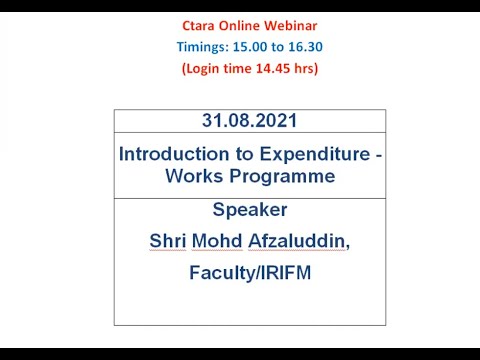 Ctara - Introduction to Expenditure - Works Programme - 31.08.2021 ...