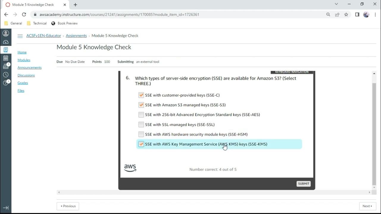 AWS Security Foundations Module 5 - Knowledge Check - Anand K - YouTube