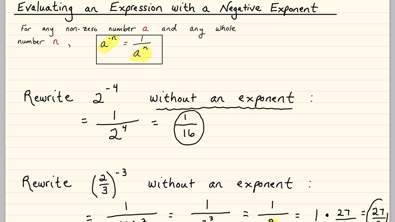 Evaluating An Expression With A Negative Exponent YouTube Evaluating An Expression With A Negative Exponent YouTube