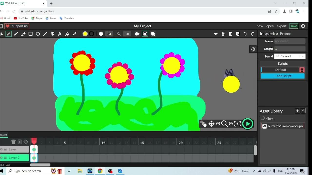 video on interactive animation of butterfly on wick editor - YouTube