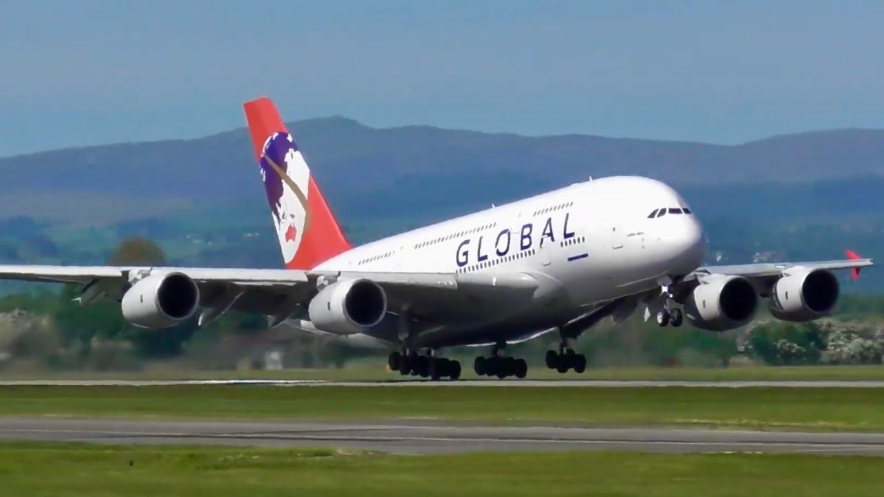 Global Airlines Airbus A380 first commercial flight departs from ...