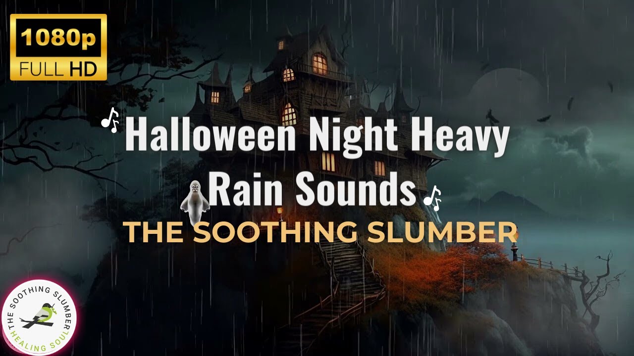 Halloween Night Heavy Rain Sounds | Serene Meditation in Heavy Rain ...