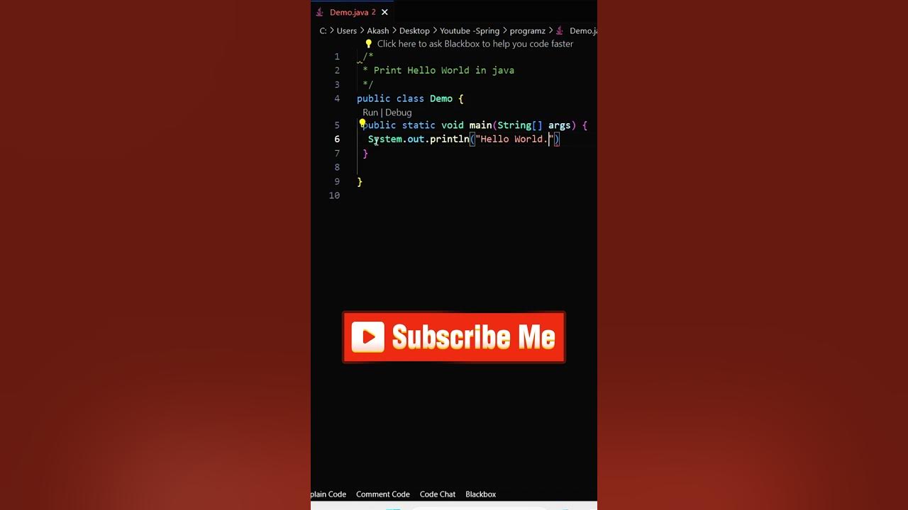 java program to print "Hello World"#java #helloworld #programming #shorts #viral - YouTube