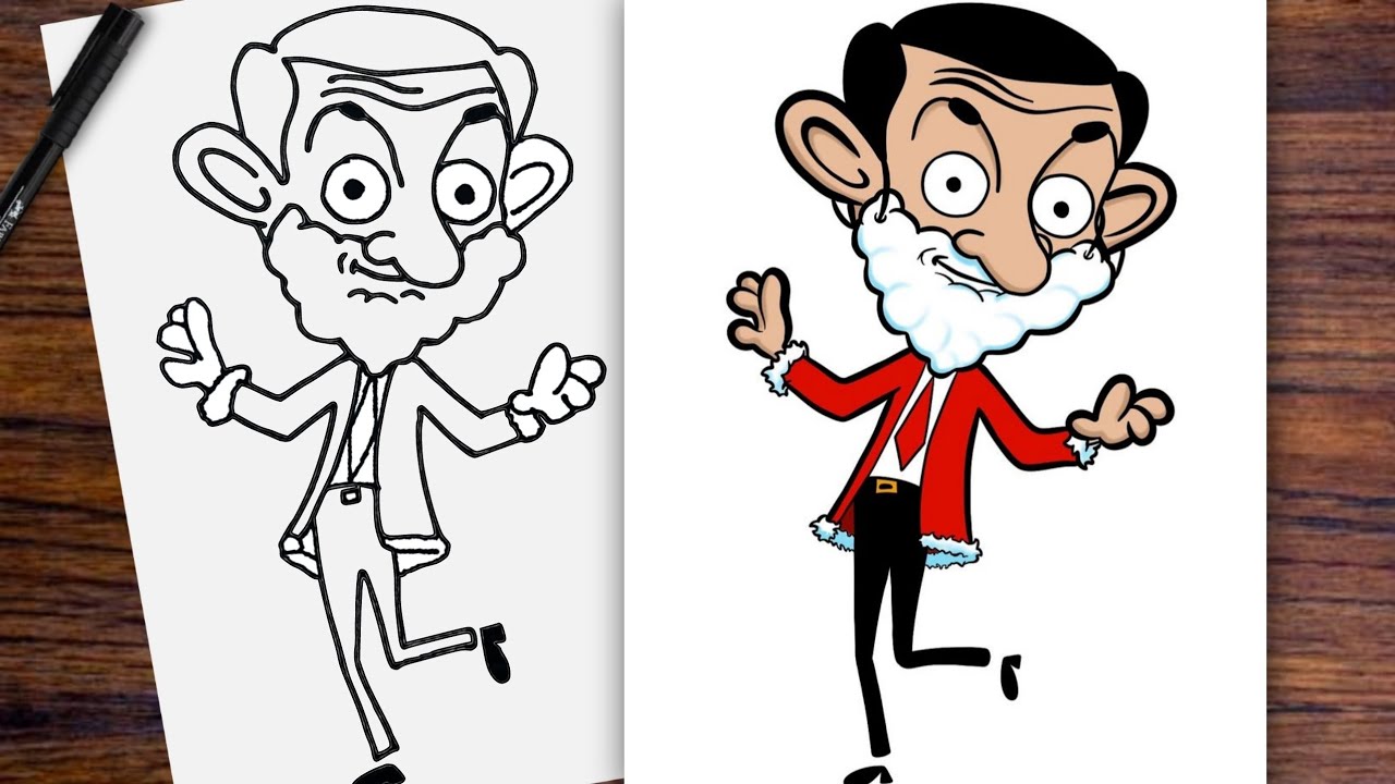 How to draw MR BEAN SANTA | MR BEAN Christmas drawing - YouTube