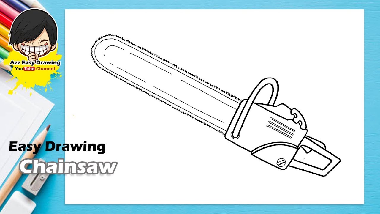 Easy Drawing Chainsaw - YouTube