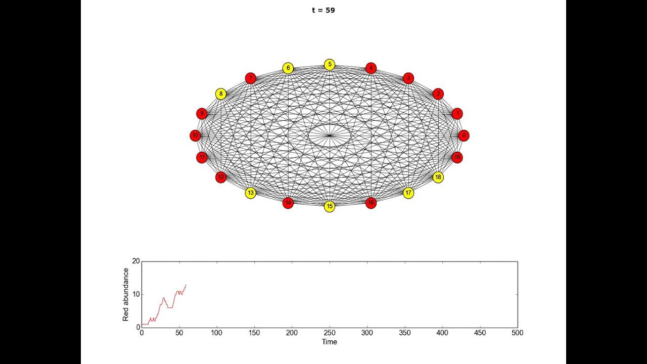 Moran process in a fully connected network - YouTube