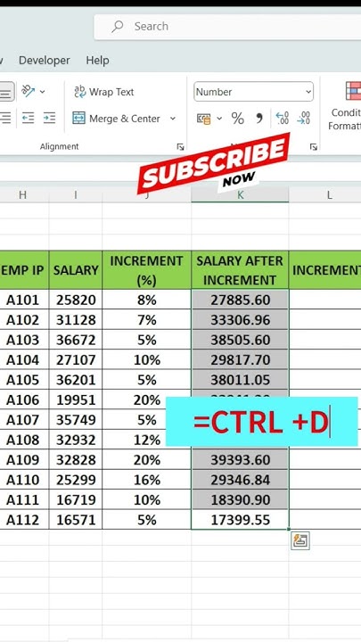 Salary Increment In Excel Important Formula Excel Exceltips Shortvideo Microsoftexcel