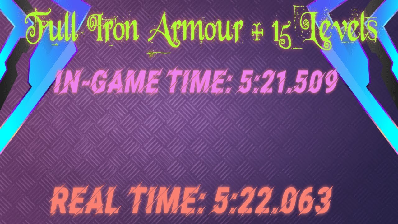 Minecraft Full Iron Armour + 15 Levels in 5:21.509 - YouTube