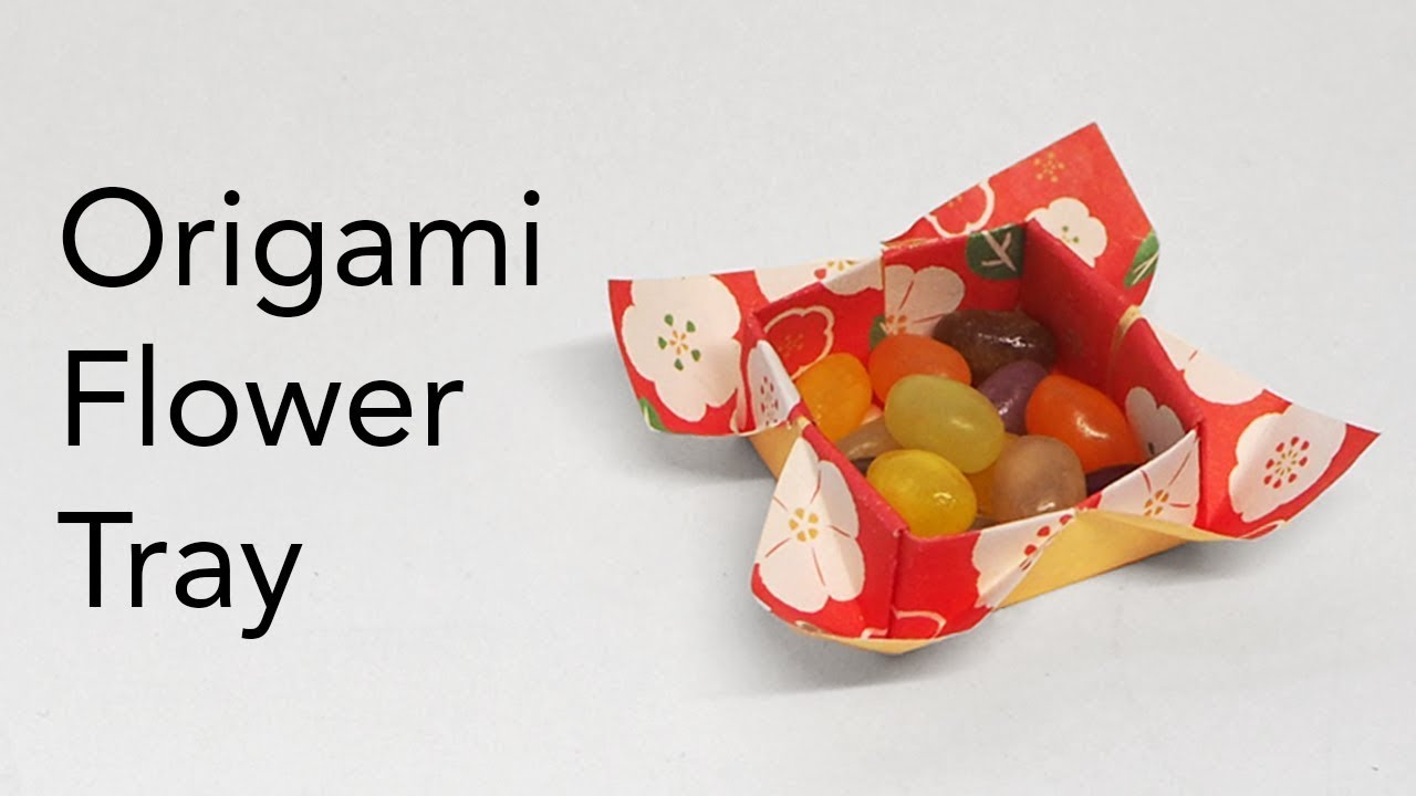 Easy Origami Flower Tray Tutorial (ASMR Paper Folding) - YouTube