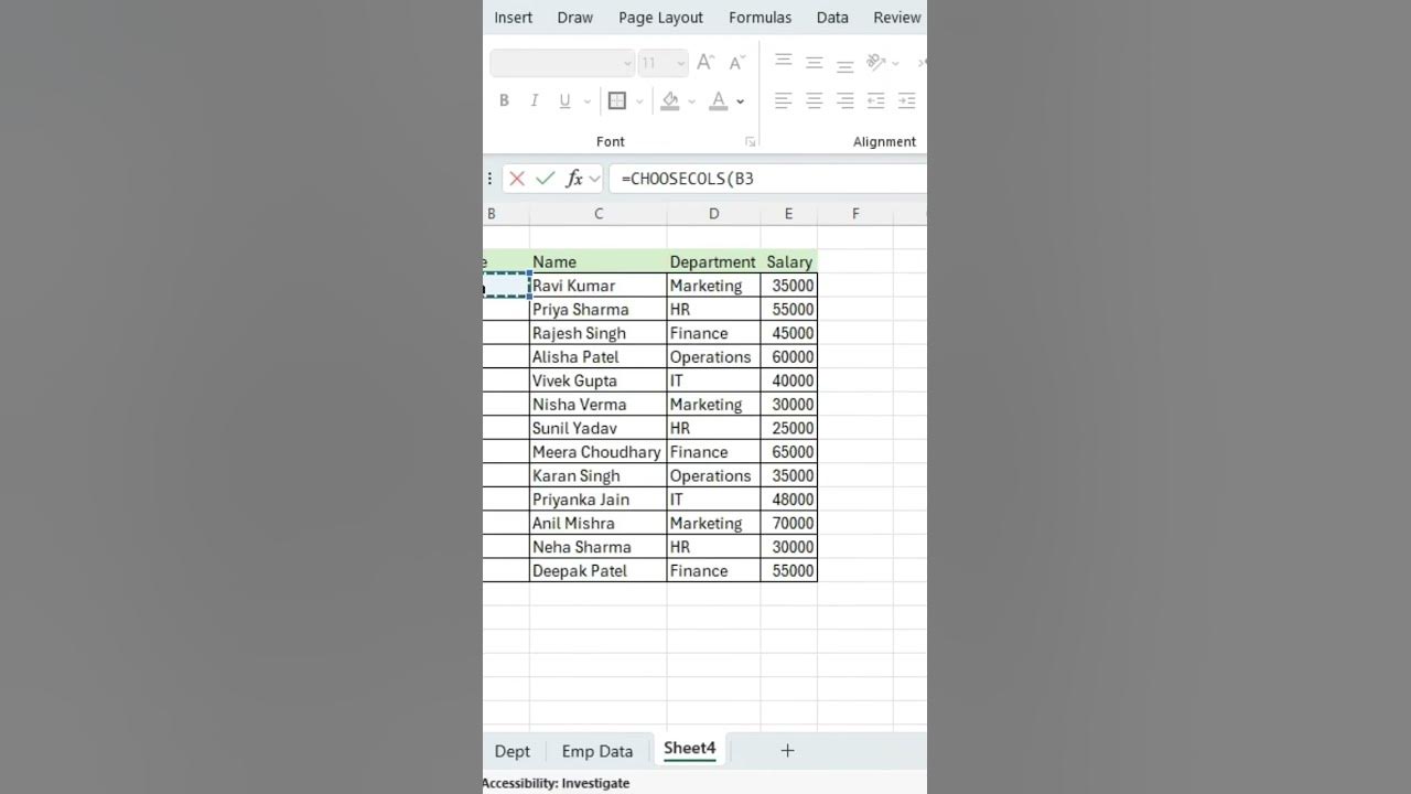 CHOOSE RETURN SPECIFIC COLOUMS-EXCEL #excel #dataanlysis #dax - YouTube