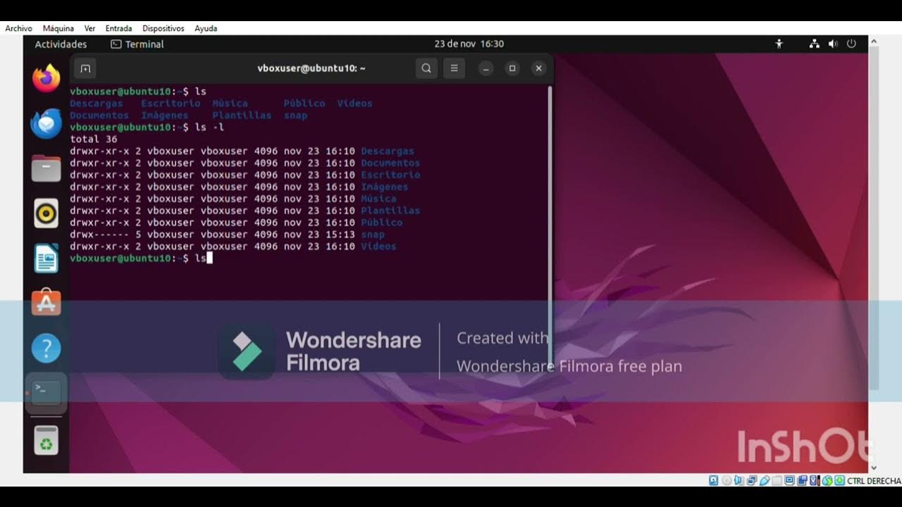 usando la terminal ls en Ubuntu - YouTube
