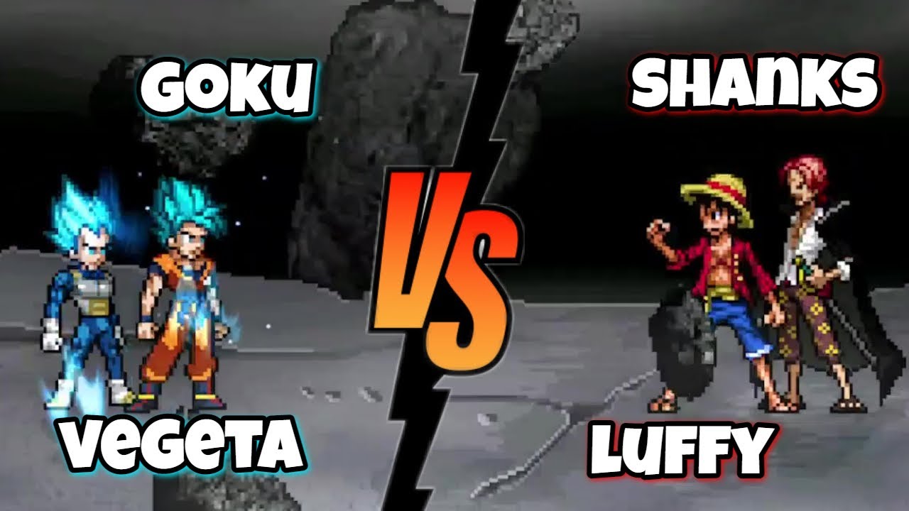 Luffy and Shanks Vs Goku ssb and Vegeta ssb anime fights / mugen - YouTube