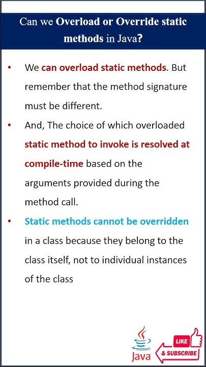 Can we overload or override static methods in java? #java #interviewpreparation #techinterviews ...