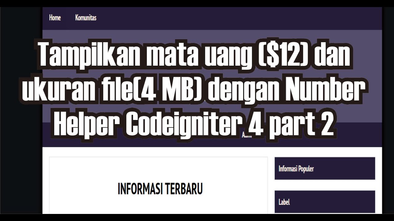 Cara Menggunakan Number Helper Codeigniter 4 Part 2 - YouTube