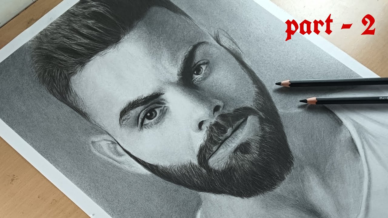 realistic face shading || Virat kohli drawing part - 2 - YouTube