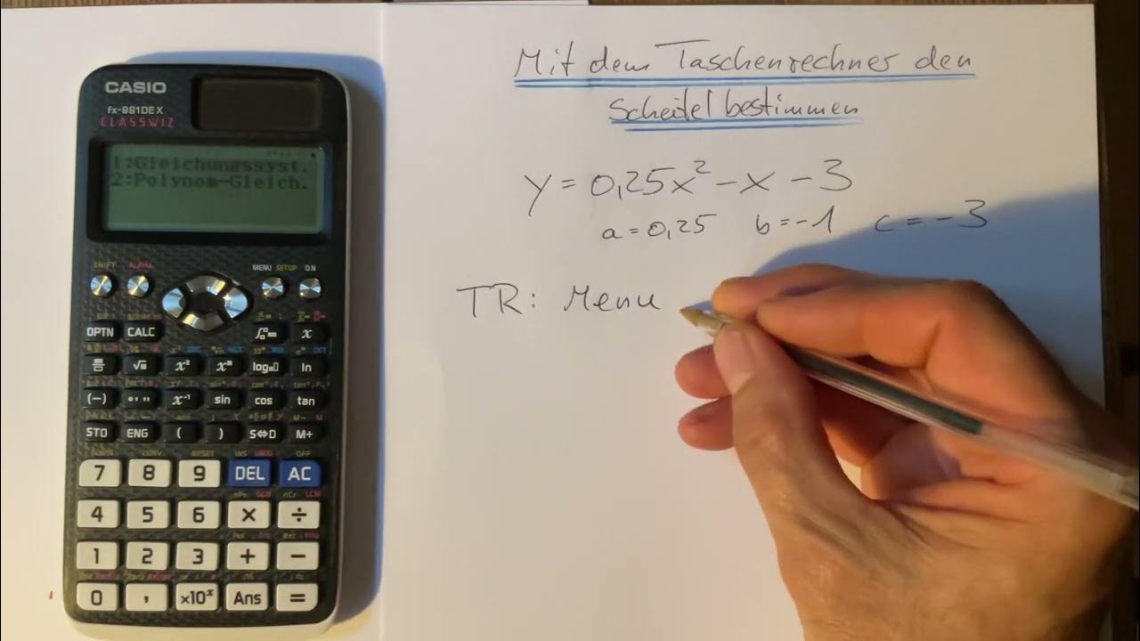 Mit dem Taschenrechner den Scheitel einer Parabel bestimmen - YouTube