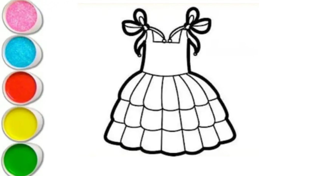 Princess dress drawing, coloring & painting for kids & toddlers | - YouTube