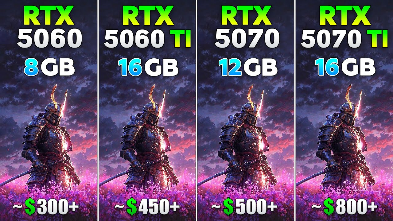 RTX 5060 vs RTX 5060 Ti vs RTX 5070 vs RTX 5070 Ti - Test in 10 Games ...