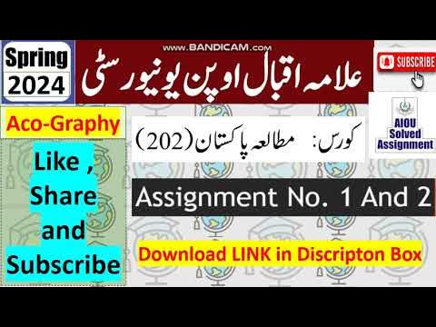 ⏩ AIOU Code 202 Solved Assignment No.1 & 2 Spring 2024 || Subject: Pakistan Studies || Level ...