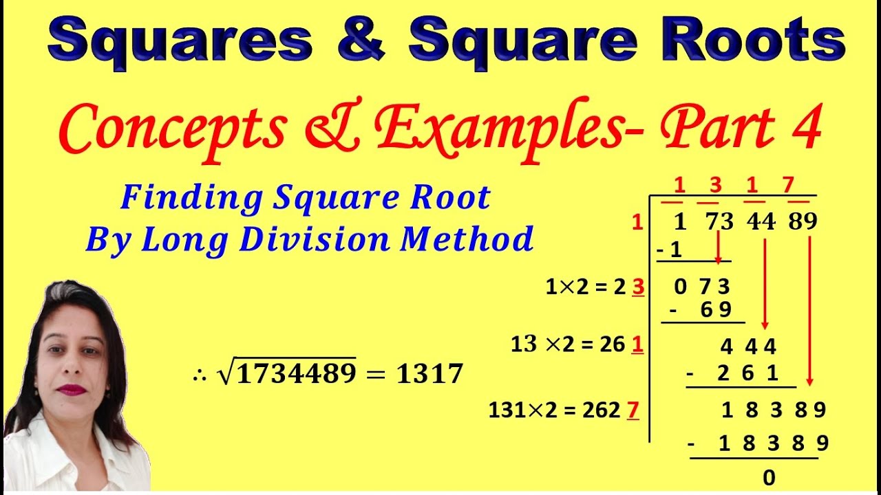 Concepts-Part 4 Finding Square root by Long division Method-Squares ...
