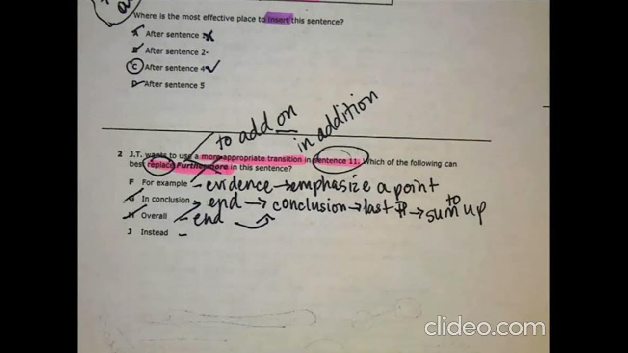 STAAR English II REVISING "REPLACE" /Most Appropriate Transition ...