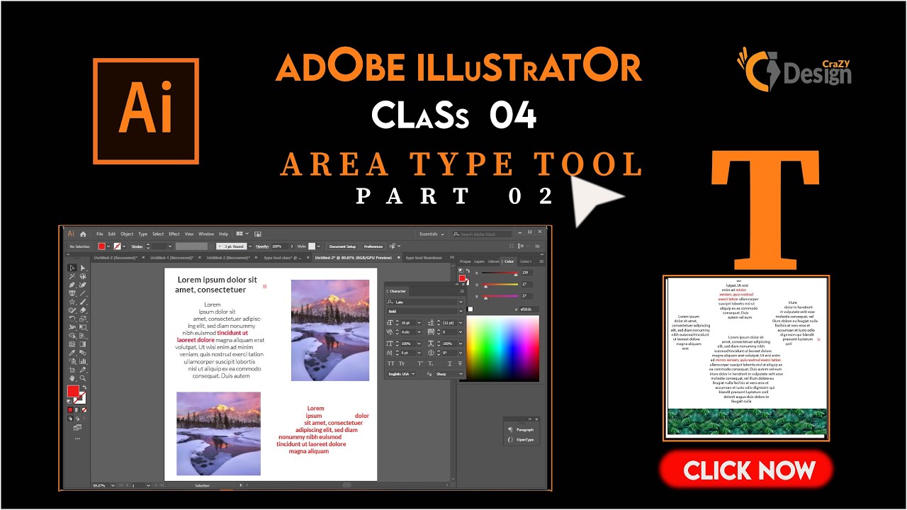 Adobe Illustrator Class 04 AREA TYPE TOOL in Hindi urdu PART 2 OF adobe-illustrator-class-04-area-type-tool-in-hindi-urdu-part-2-of