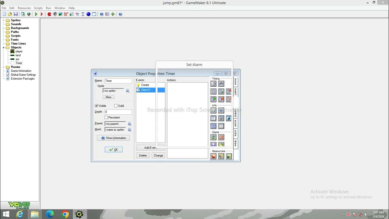 Gamemaker 8.1 basic tutorial for timer - YouTube