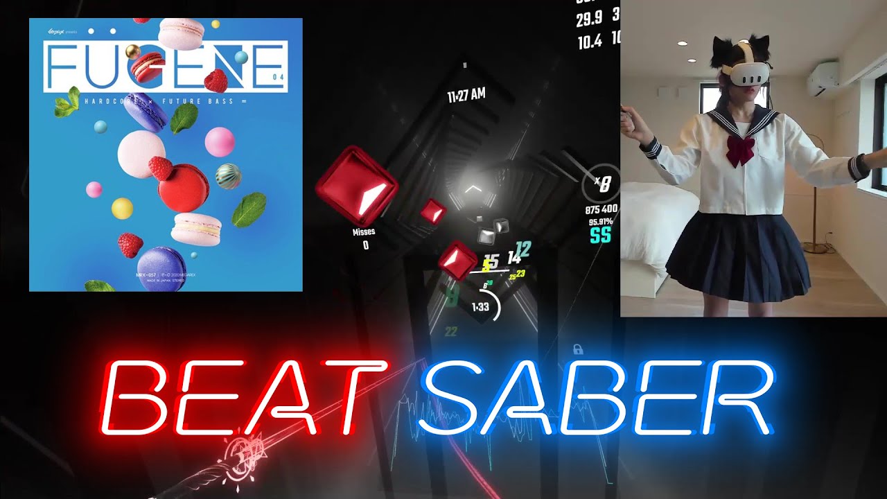 lapix - Carry Me Away - beat saber webcam ビートセイバー実写 コスプレ セーラー服 猫耳 Metaquest3 HiTech Future Core ...
