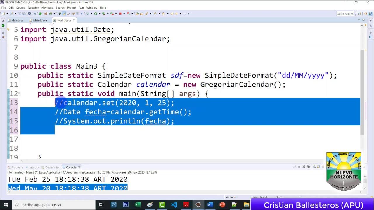 como usar la Clase Date SimpleDateFormat Calendar y metodos en JAVA PARTE 4/4 - YouTube