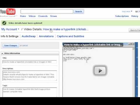 clickable hyperlink in youtube description - YouTube