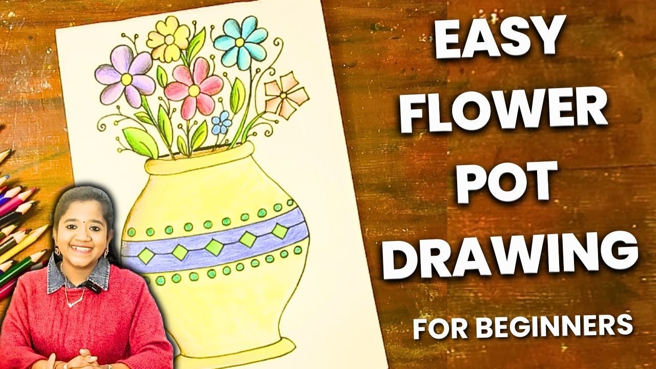 How to Draw | Flower Pot Drawing | Simple Flower Pot Drawing | Drawing ...