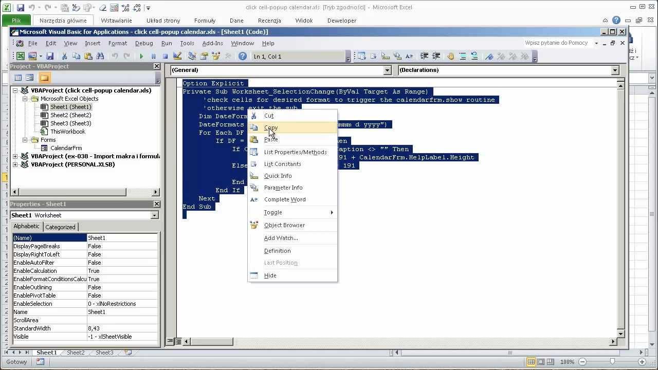 excel-038 - Import makra i formularza z innego pliku - YouTube